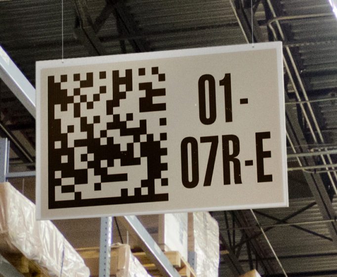 Warehouse Hanging Signs: Custom Barcode Signs - Camcode
